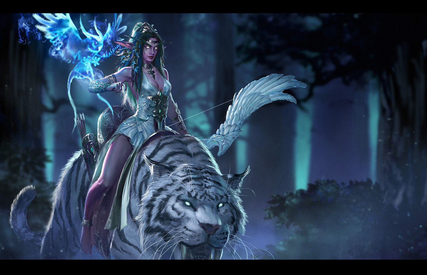 巡林中的月之女祭司泰兰德 国内插画师画作 叶子猪魔兽专区